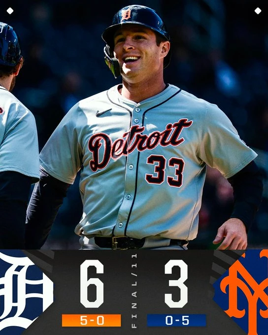 Pierde el invicto los Tigres de Detroit y Mets lograron su 1era victoria